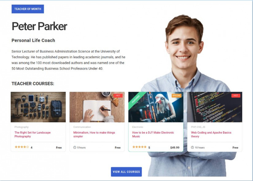 New Courses 4-in-1 Elementor Widget for MasterStudy LMS