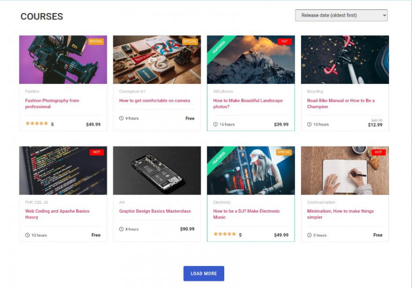 New Courses 4-in-1 Elementor Widget for MasterStudy LMS