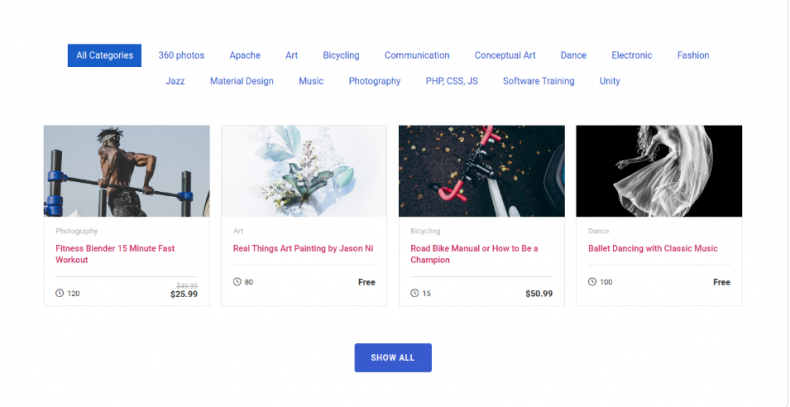 New Courses 4-in-1 Elementor Widget for MasterStudy LMS
