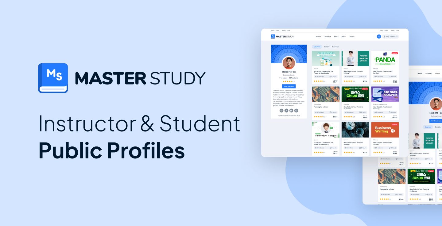 MasterStudy LMS v3.4.10: Public Profiles for Students, Enhanced ...